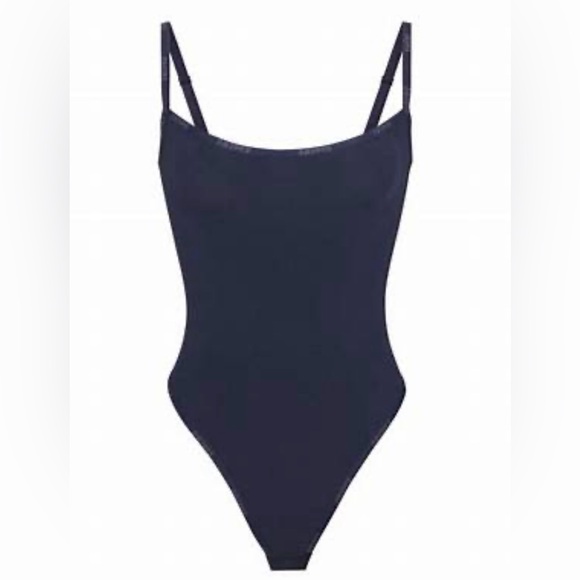 SKIMS | Tops | Nwt Skims Logo Bodysuit Navy | Poshmark